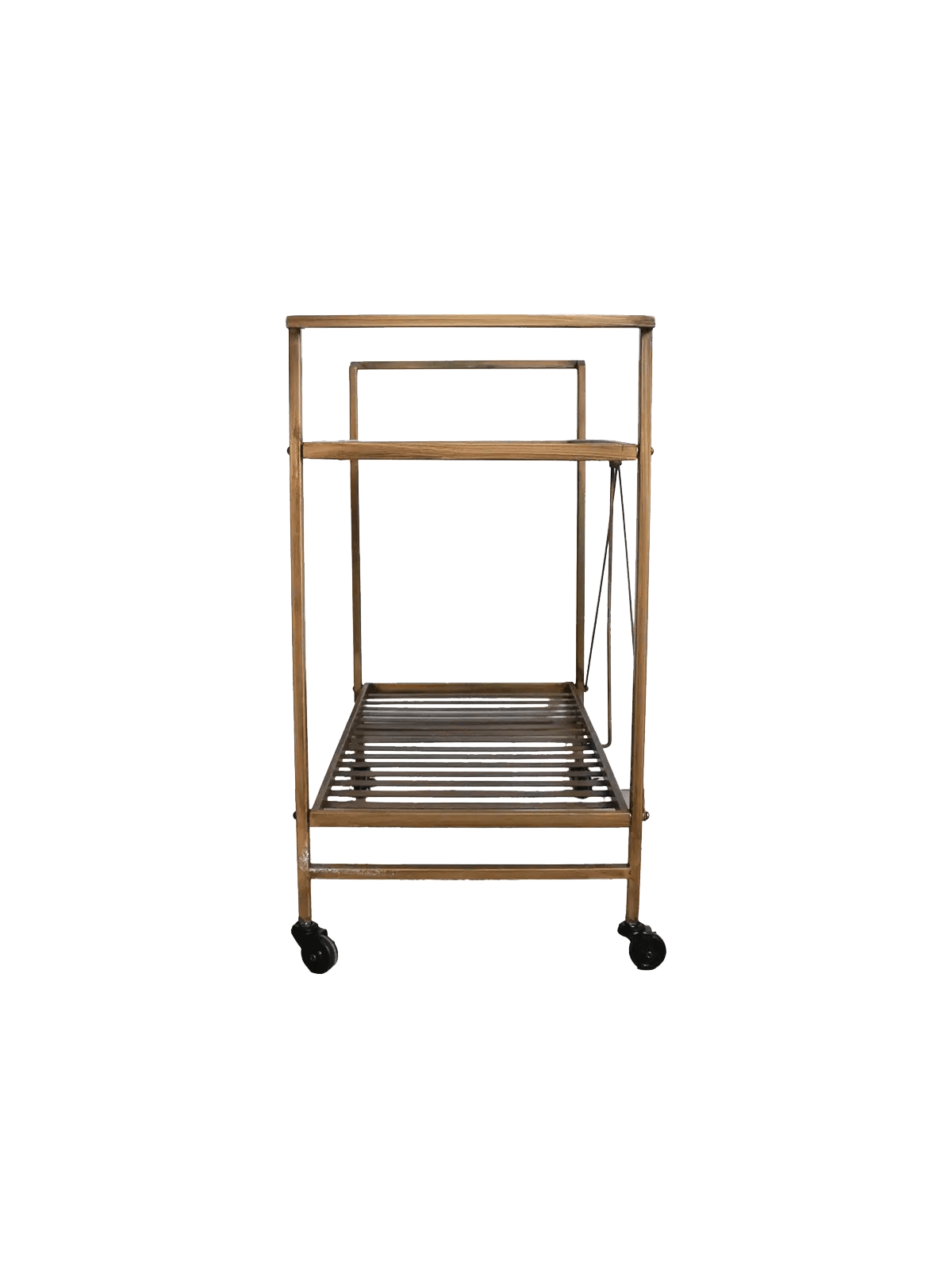 Antique Brass Industrial Trolley with Shelf | Marmaduke Shoppe