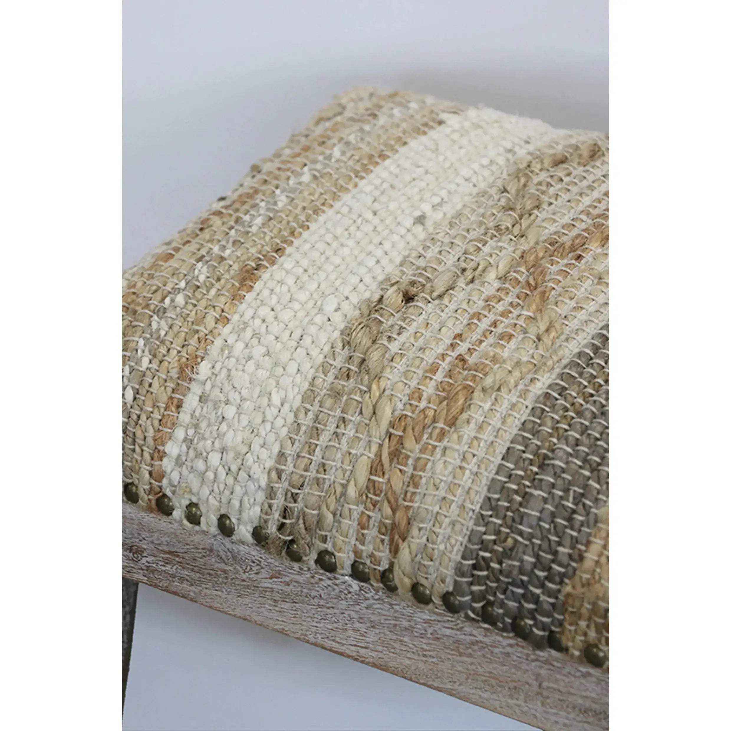 Calypso Foot Stool in Woven Jute & Cotton | Marmaduke Shoppe