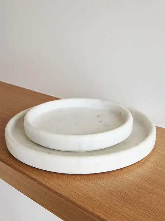 White Marble Round Tray | Città | Marmaduke Shoppe